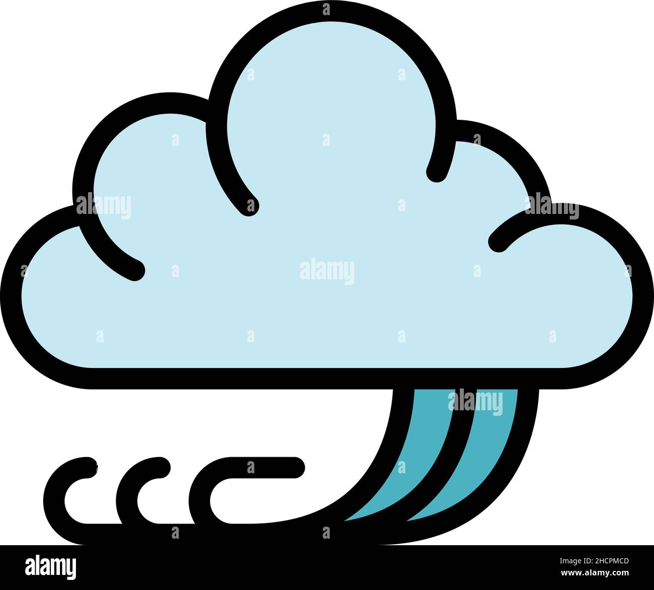 Windy cloudy weather icon. Outline windy cloudy weather vector icon ...