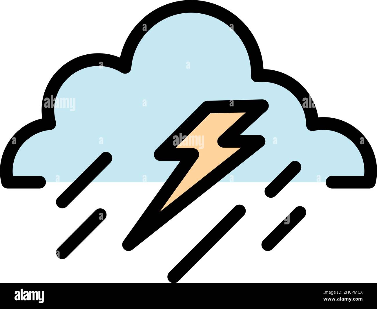 Lightning bolt cloud icon. Outline lightning bolt cloud vector icon ...