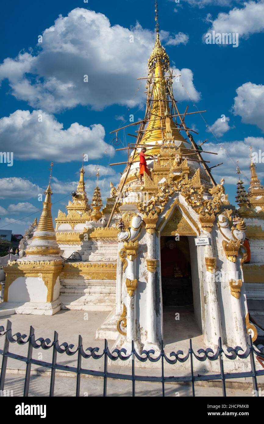 Wat Chong Kham temple in Mae Hong Son in Northern Thailand Stock Photo ...
