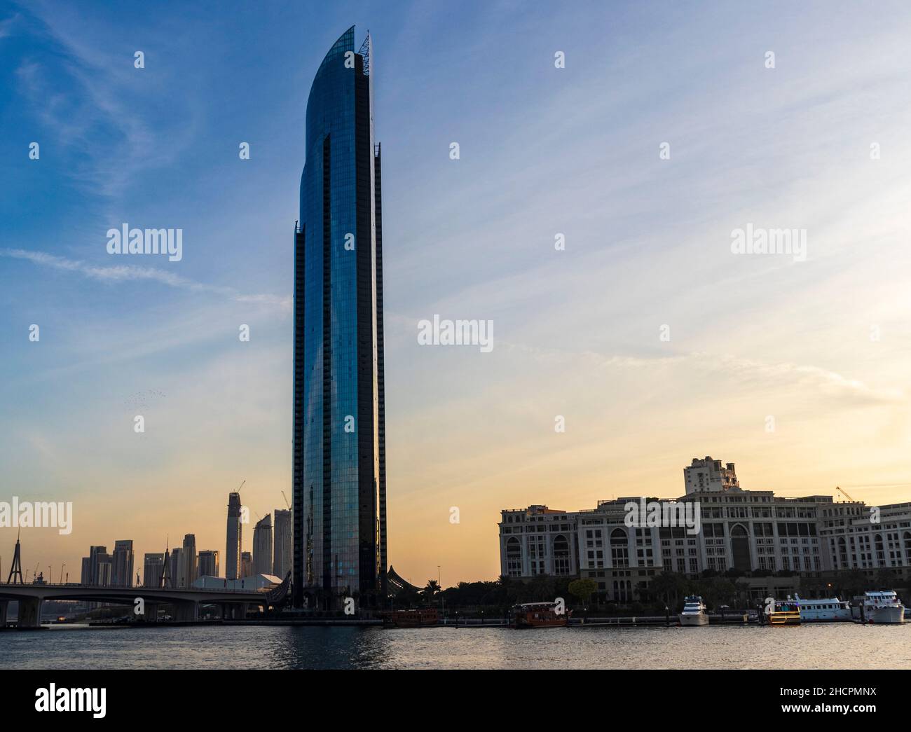 Dubai, UAE - 12.20.2021 Dubai D1 tower in Business bay crossing Stock ...