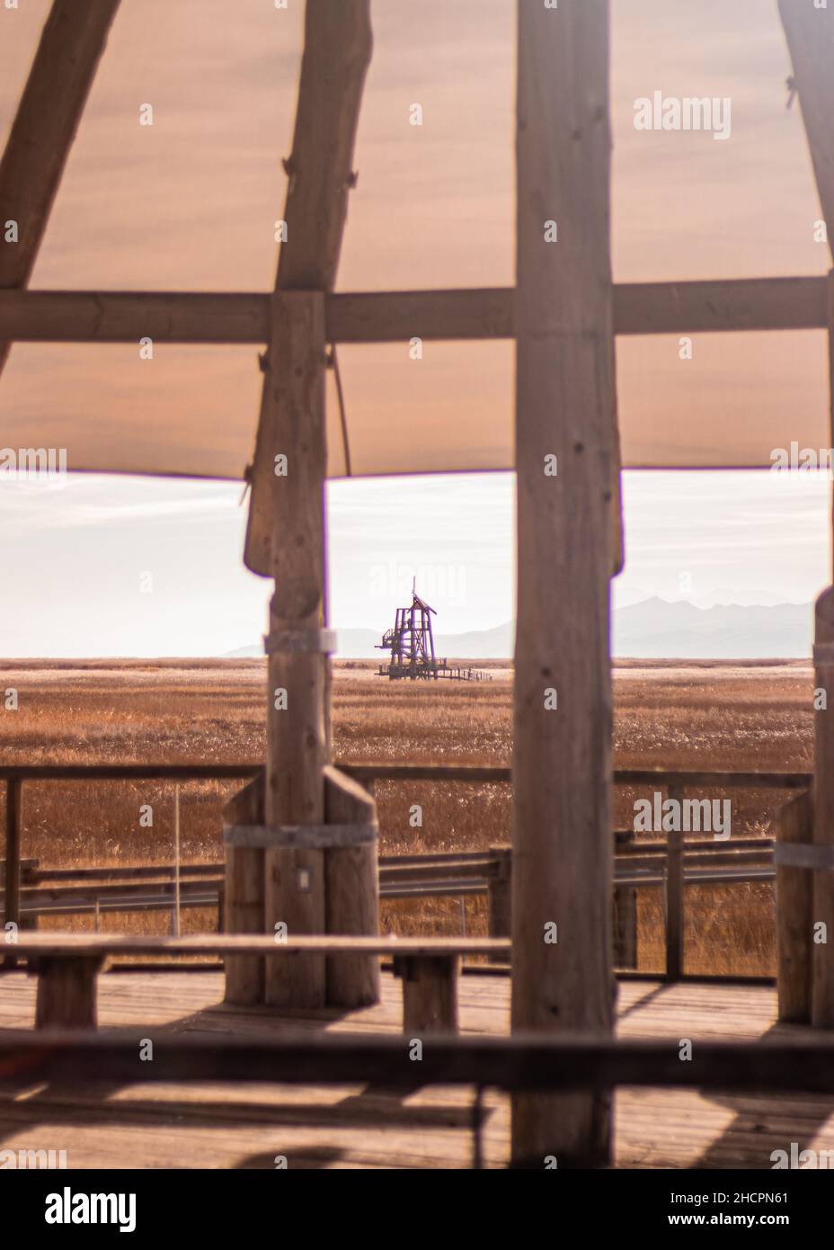 Great Salt Lake Shorelands Preserve, Layton, Utah with the sky in the ...