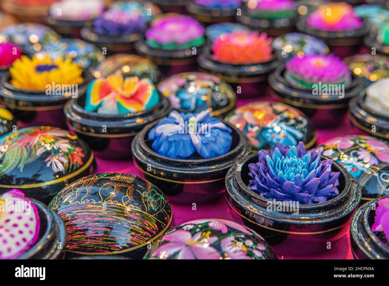 Local hand made crafts being sold at Walking Street in Chiang Mai Stock ...