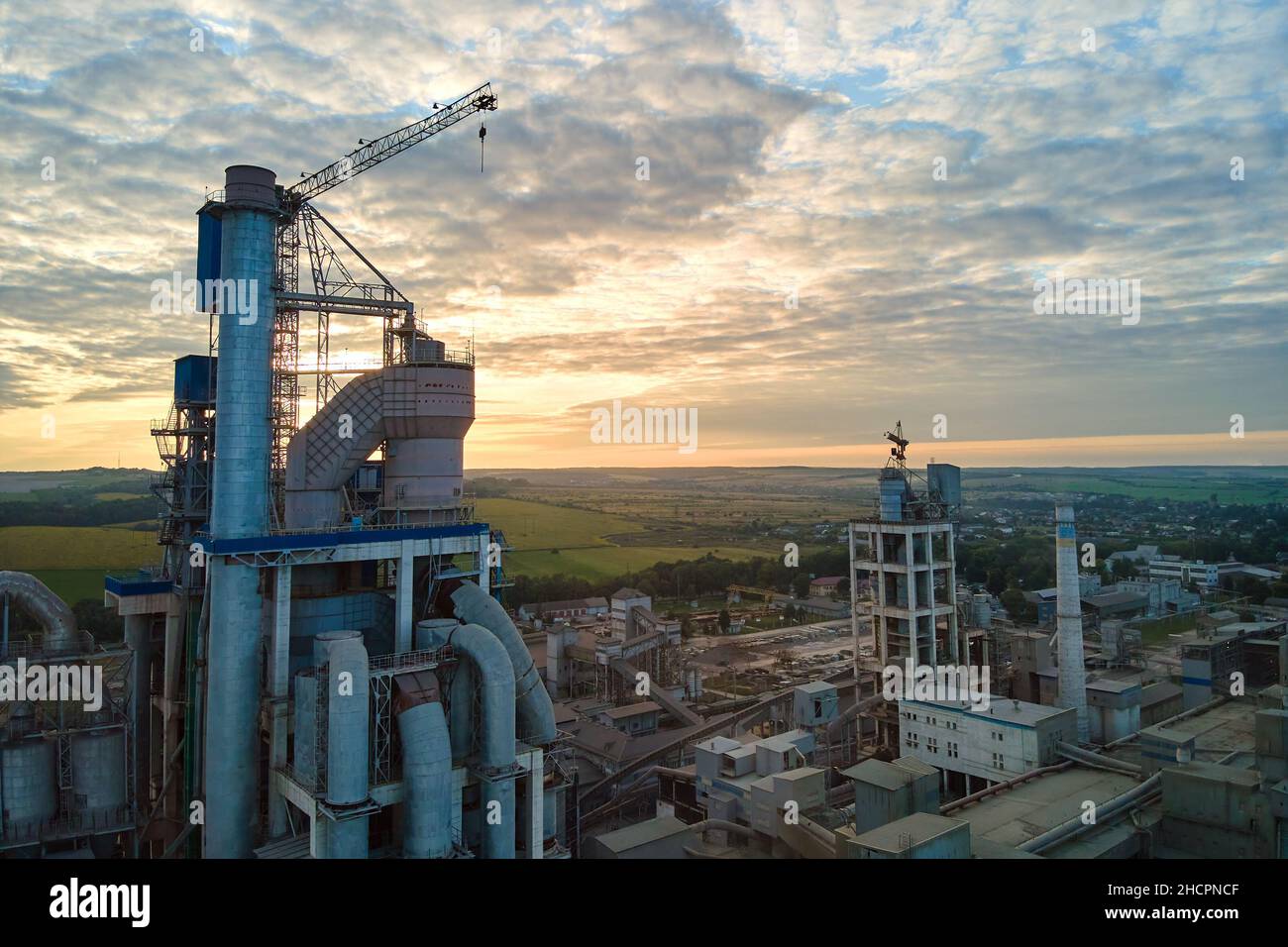 Aerial view cement factory tower hi-res stock photography and images ...