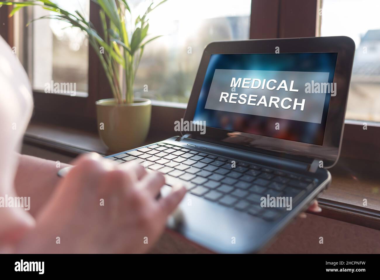Laptop screen displaying a medical research concept Stock Photo - Alamy