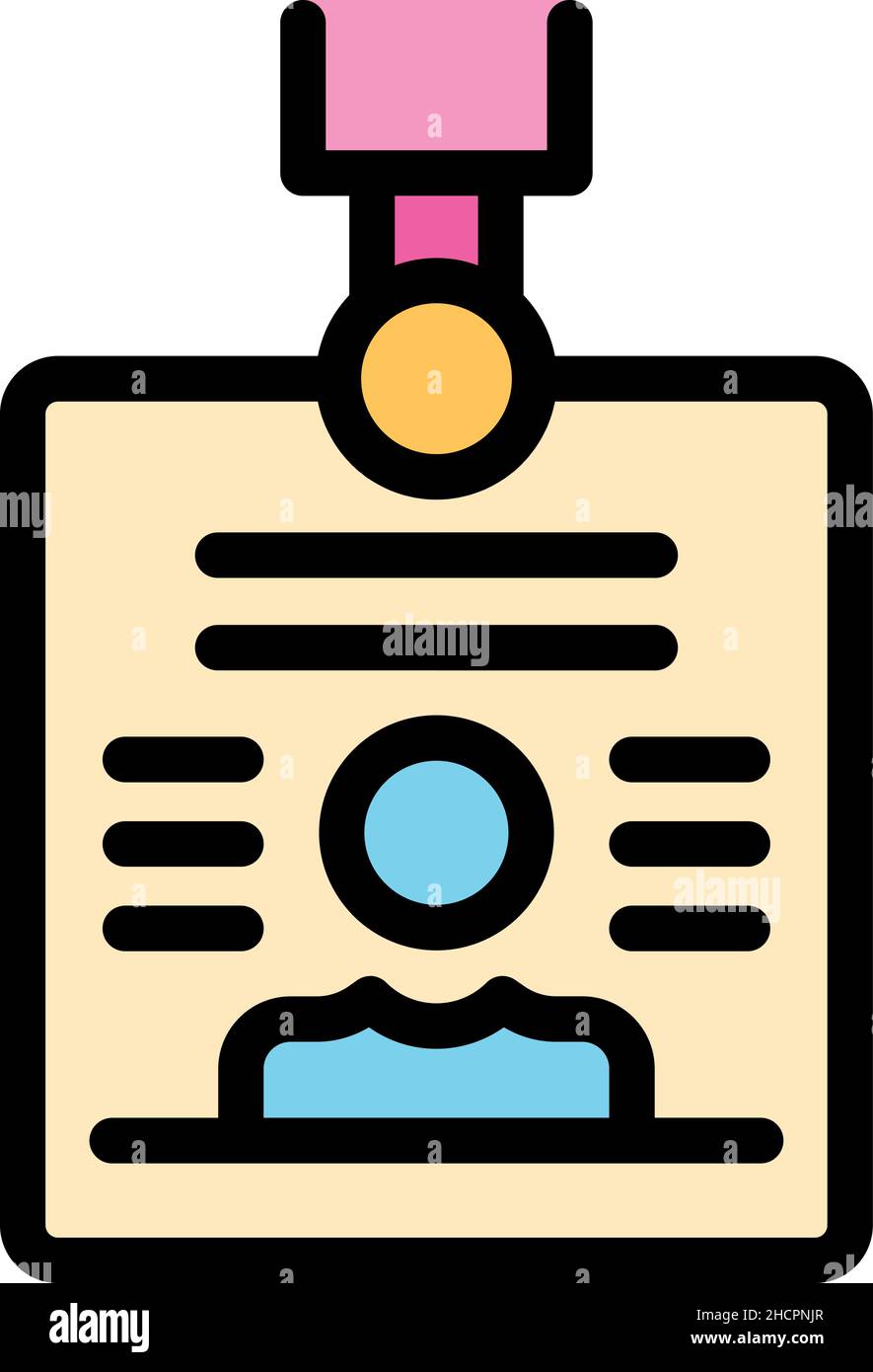 Photo id card icon. Outline photo id card vector icon color flat ...