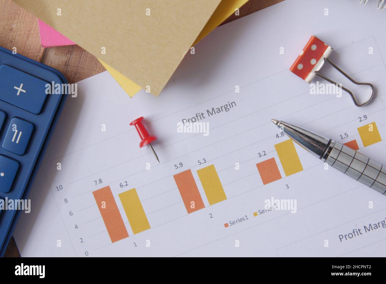 financial graph, calculator and notepad on table Stock Photo - Alamy