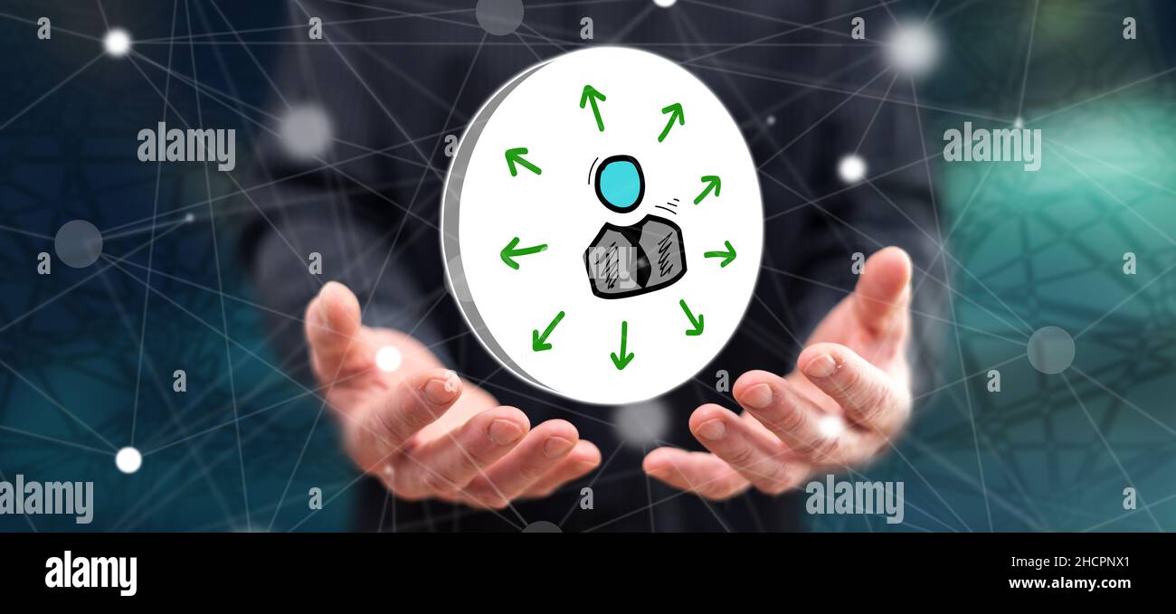 Choice concept above the hands of a man in background Stock Photo - Alamy