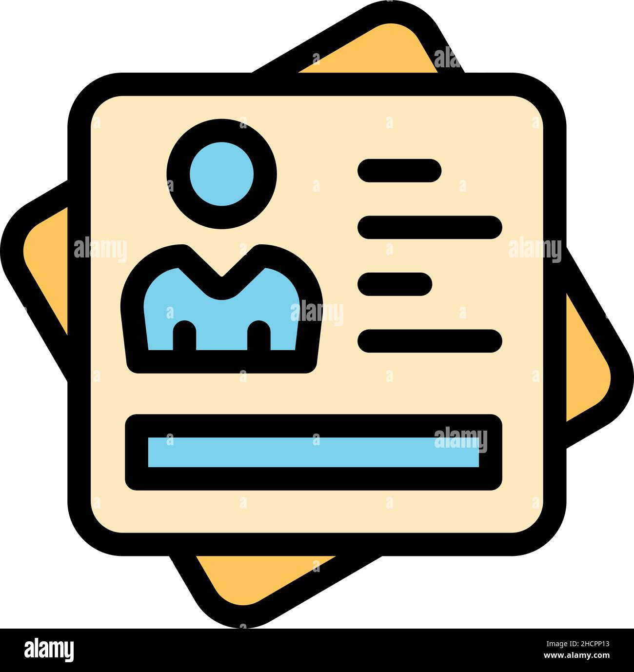 Pass id card icon. Outline pass id card vector icon color flat isolated ...