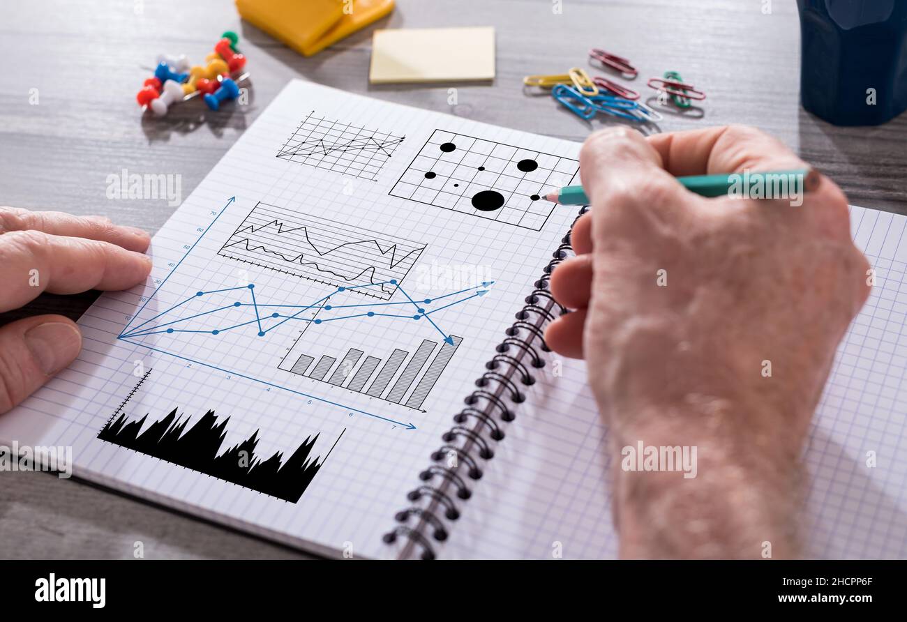 Hand drawing business analysis concept on a notepad Stock Photo - Alamy