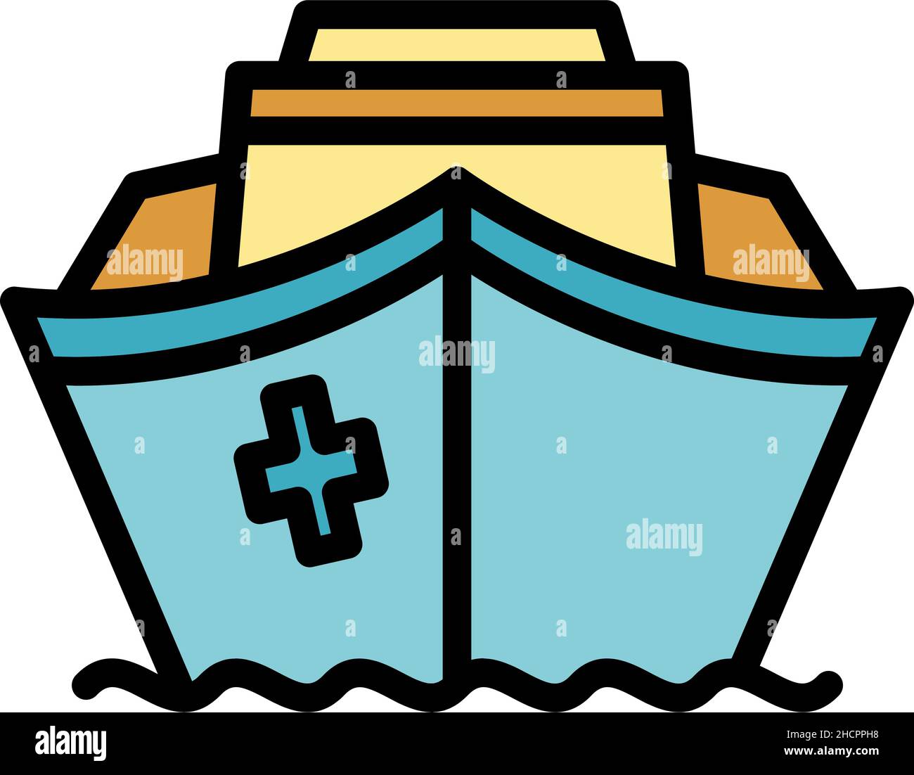 Rescue ship icon. Outline rescue ship vector icon color flat isolated ...