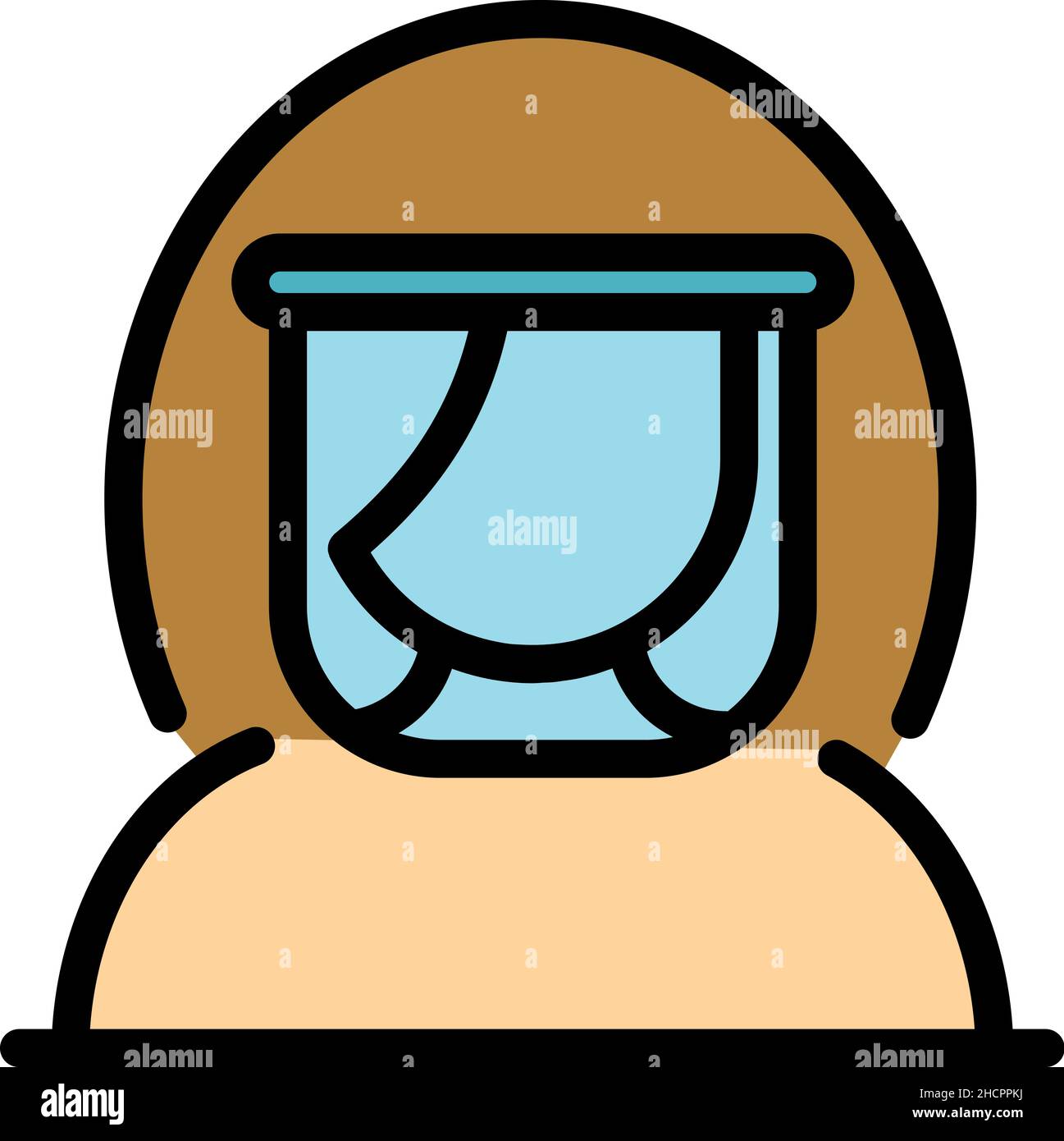 Woman face shield icon. Outline woman face shield vector icon color ...