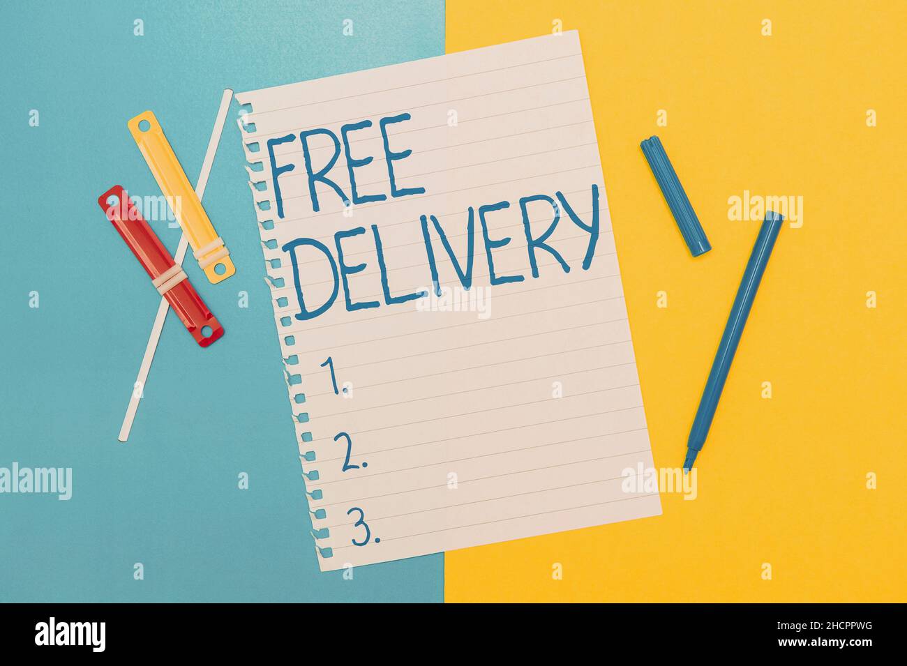 Hand writing sign Free Delivery. Business idea Shipping Package Cargo ...
