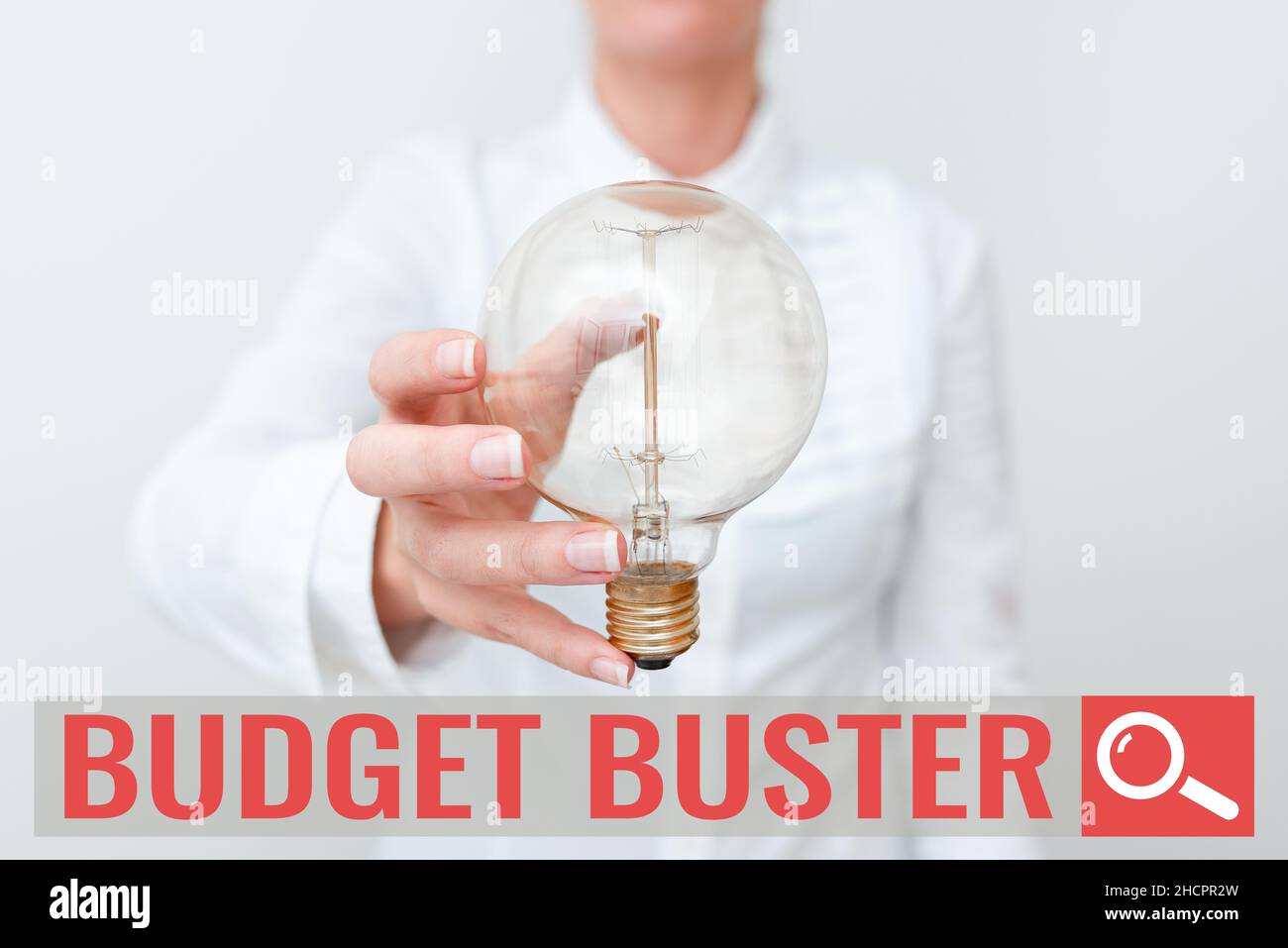 Hand writing sign Budget Buster. Word Written on Carefree Spending ...