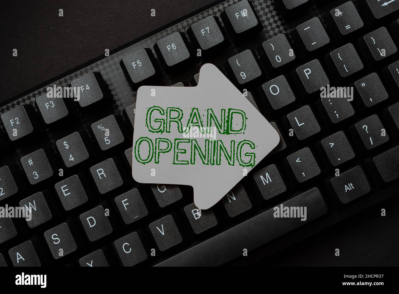 Conceptual display Grand Opening. Word Written on Ribbon Cutting New ...