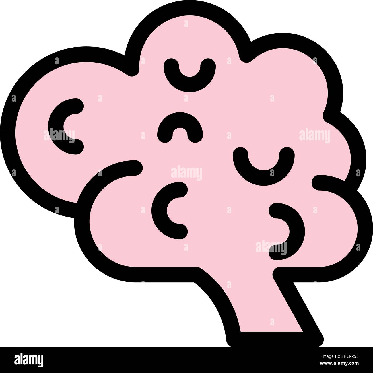 Biology brain icon. Outline biology brain vector icon color flat ...