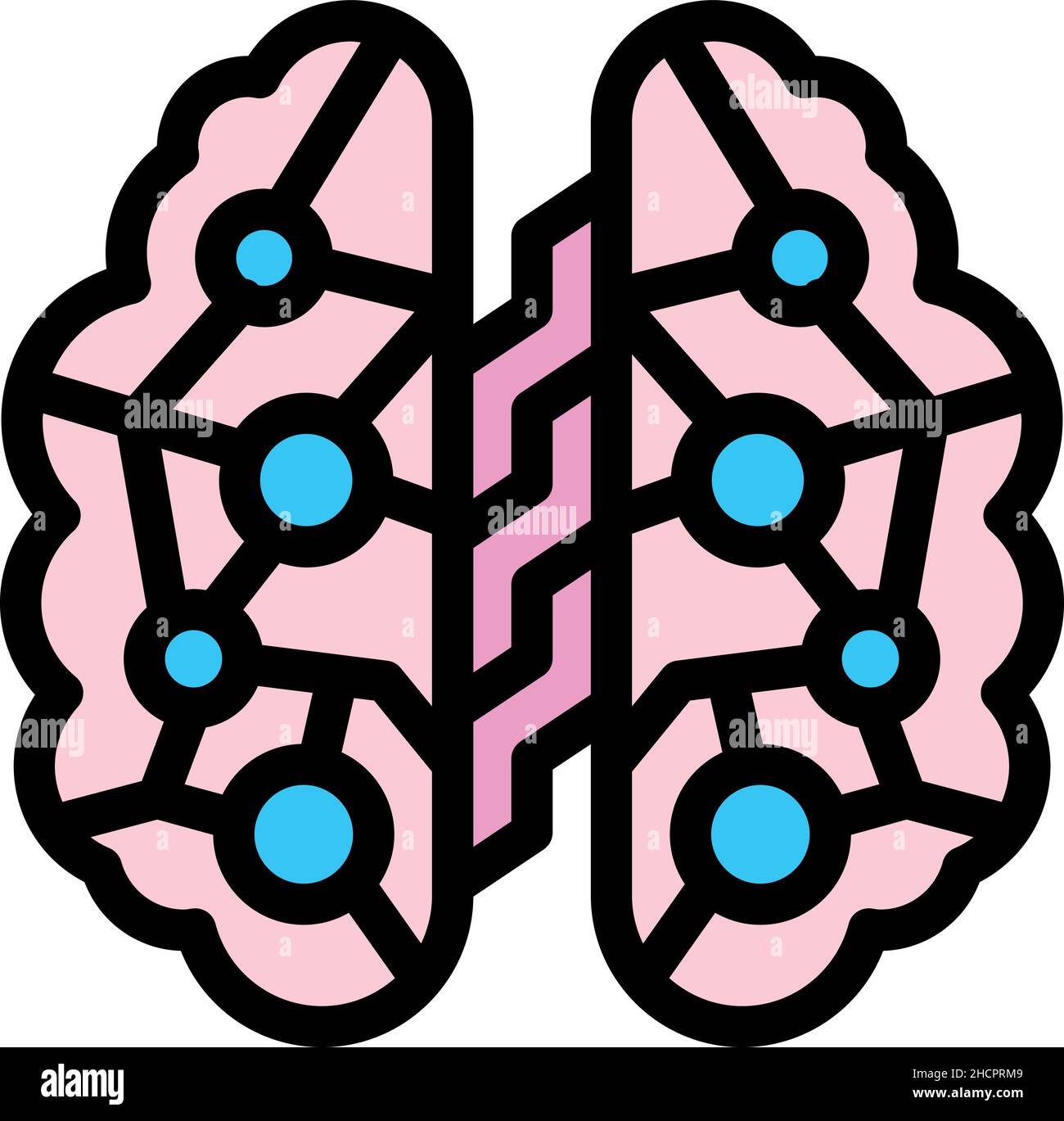 Network human brain icon. Outline network human brain vector icon color ...