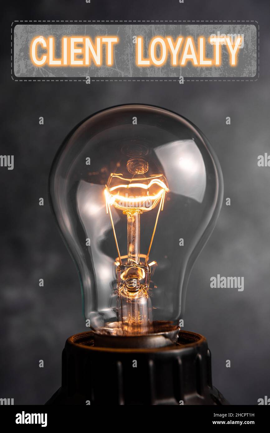 Conceptual caption Client Loyalty. Word Written on The result of ...