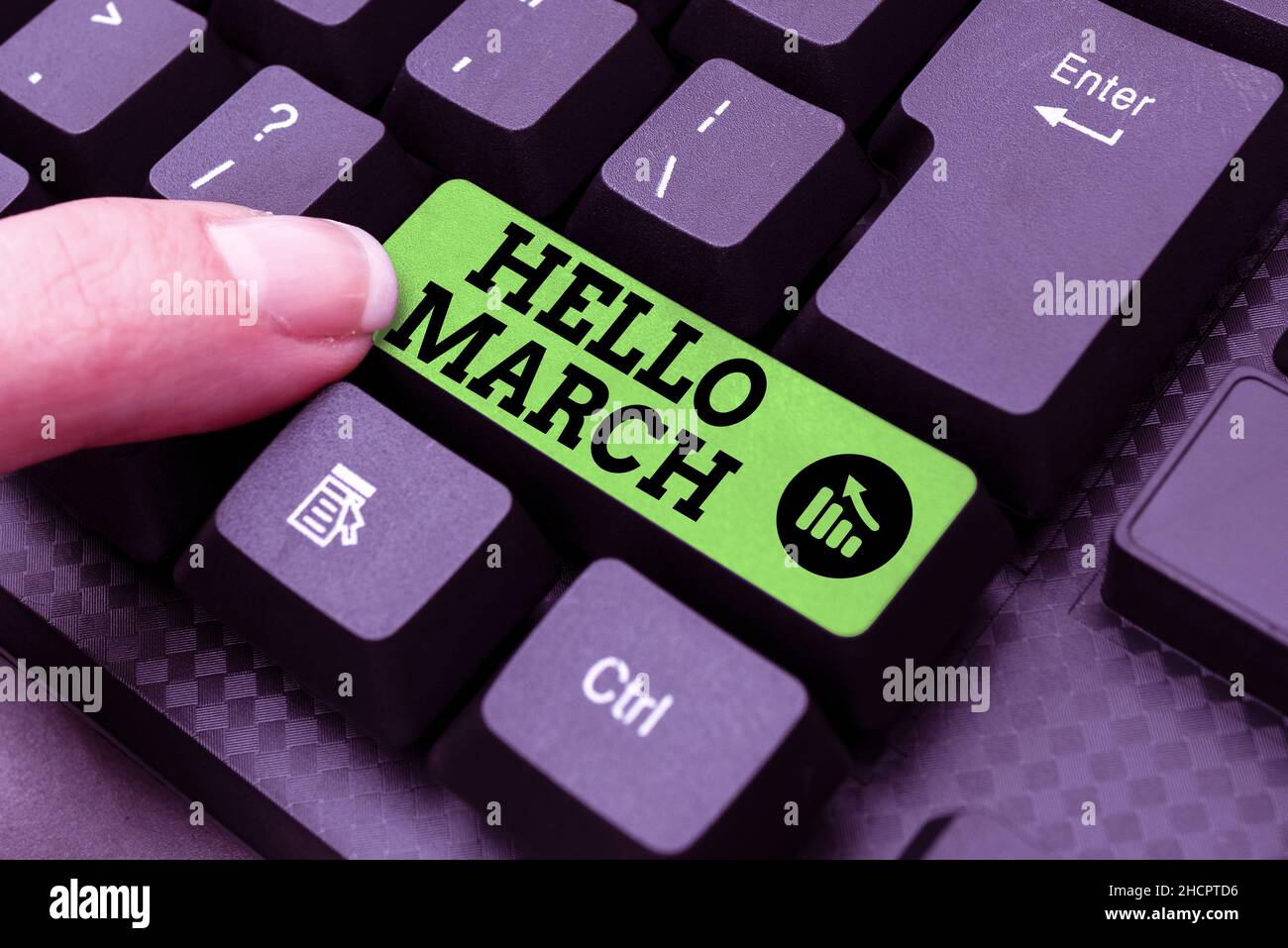 Conceptual caption Hello March. Conceptual photo a greeting expression ...