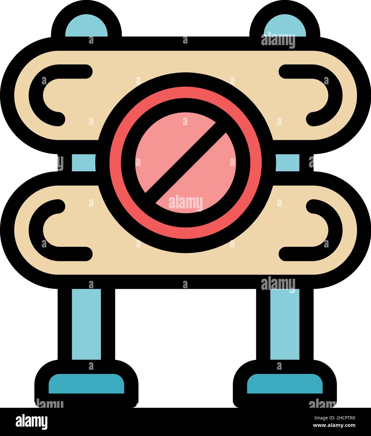 Stop barrier icon. Outline stop barrier vector icon color flat isolated ...