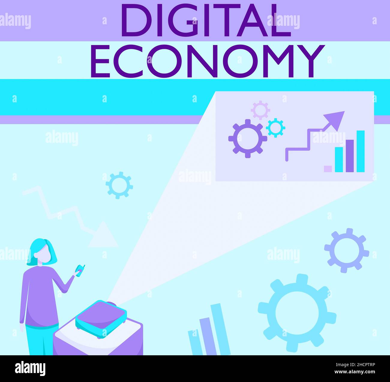 Hand writing sign Digital Economy. Word for advancement of economy ...