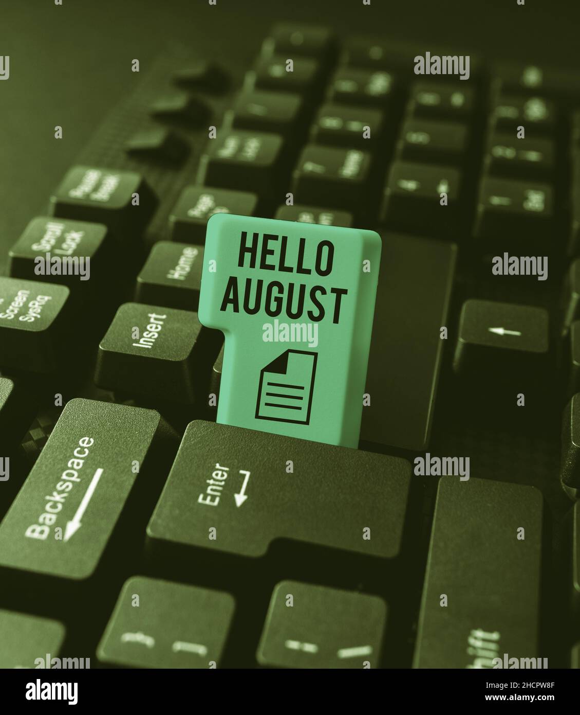 Sign displaying Hello August. Word Written on a positive greeting for ...