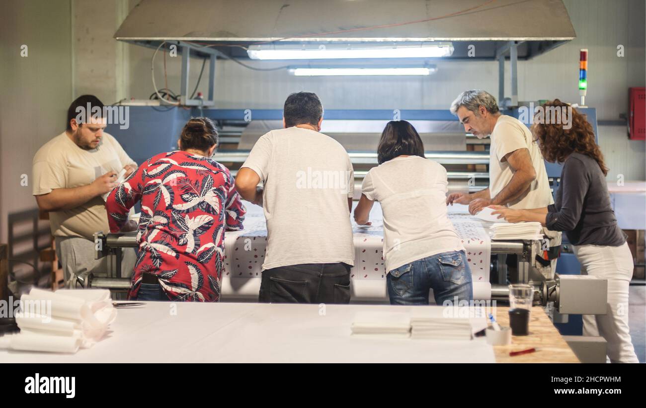 Large group of people, logistic technician workers, female and male ...