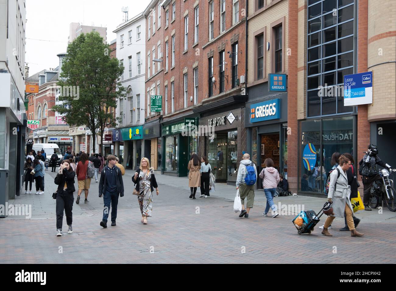 People shopping on Clumber Street in Nottingham City Centre in the UK ...