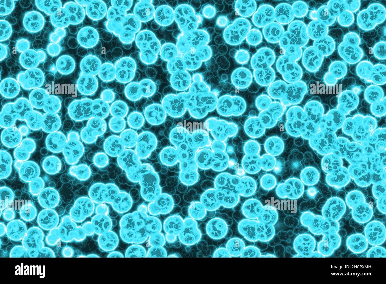 creative modern light blue big amount of bio living cells digital art ...