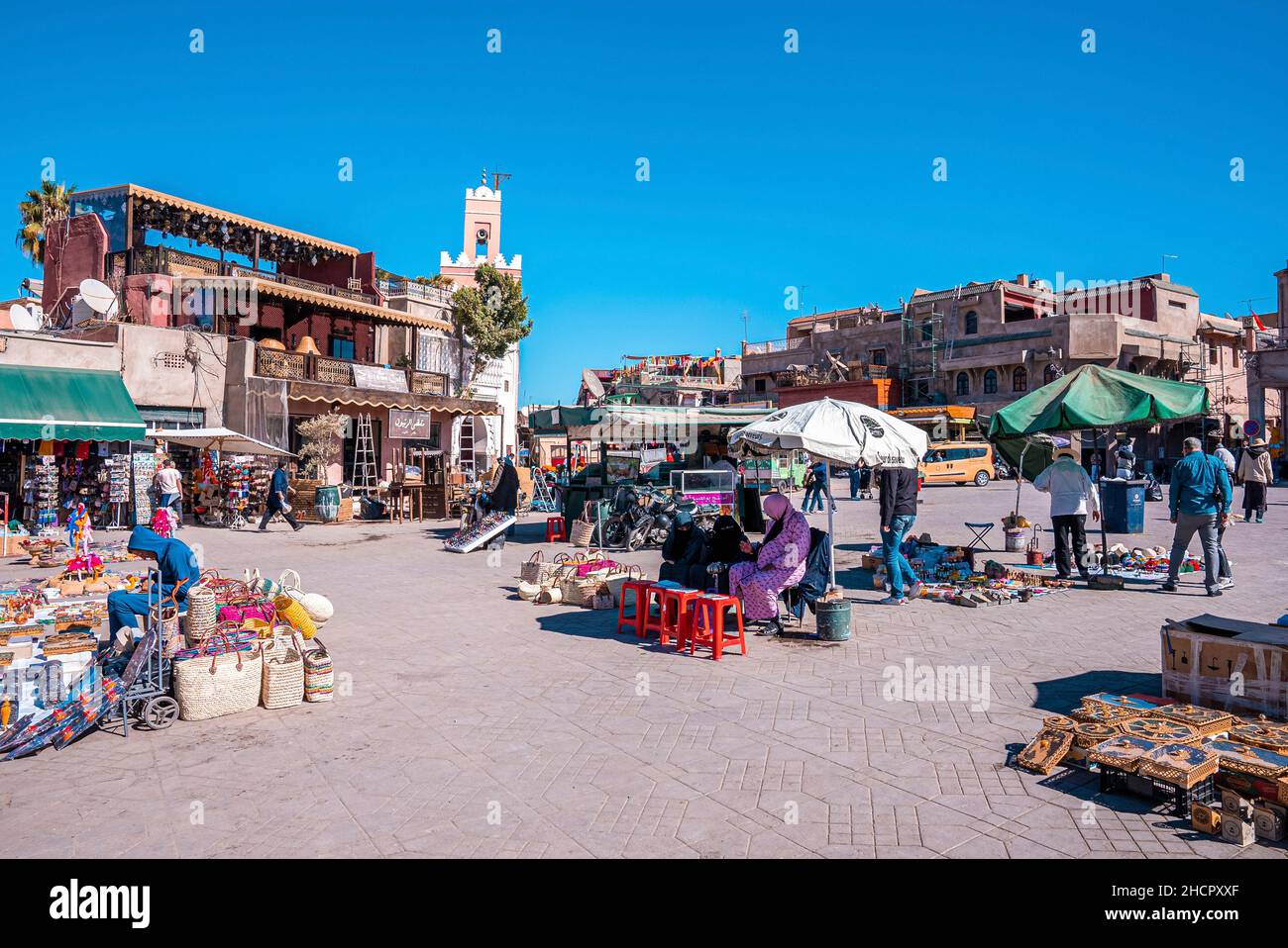 Local market stalls on city street selling handmade products Stock ...