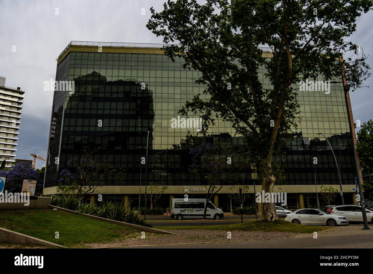 Reflective glass building in downtown Rosario, Argentina Stock Photo ...