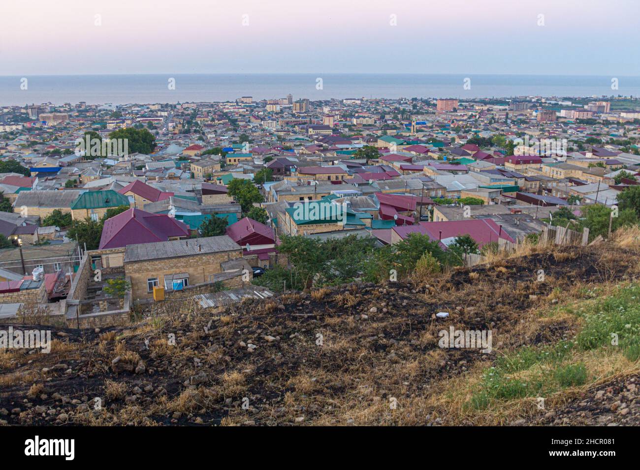 Aerial view of Derbent in the Republic of Dagestan, Russia Stock Photo ...