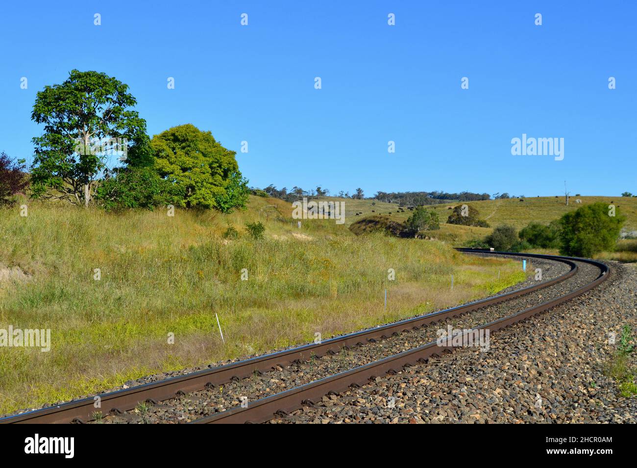 A section of railway track in rural, New South Wales, Australia Stock ...