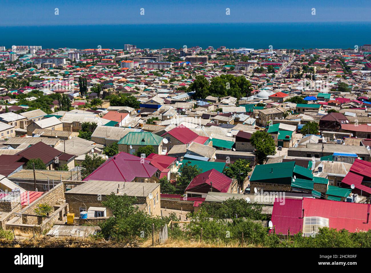Aerial view of Derbent in the Republic of Dagestan, Russia Stock Photo ...
