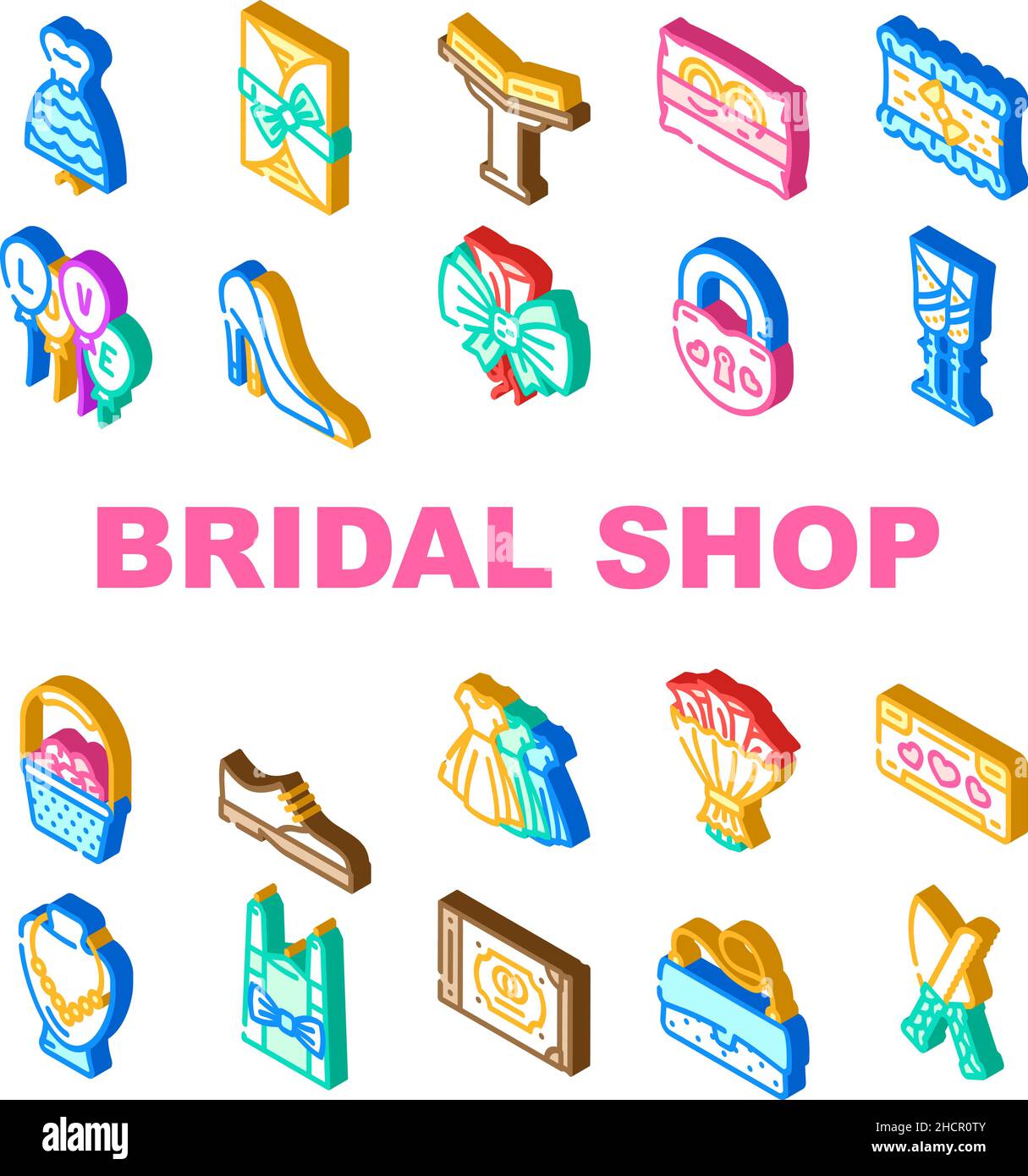Bridal Shop Fashion Boutique Icons Set Vector Stock Vector Image & Art ...