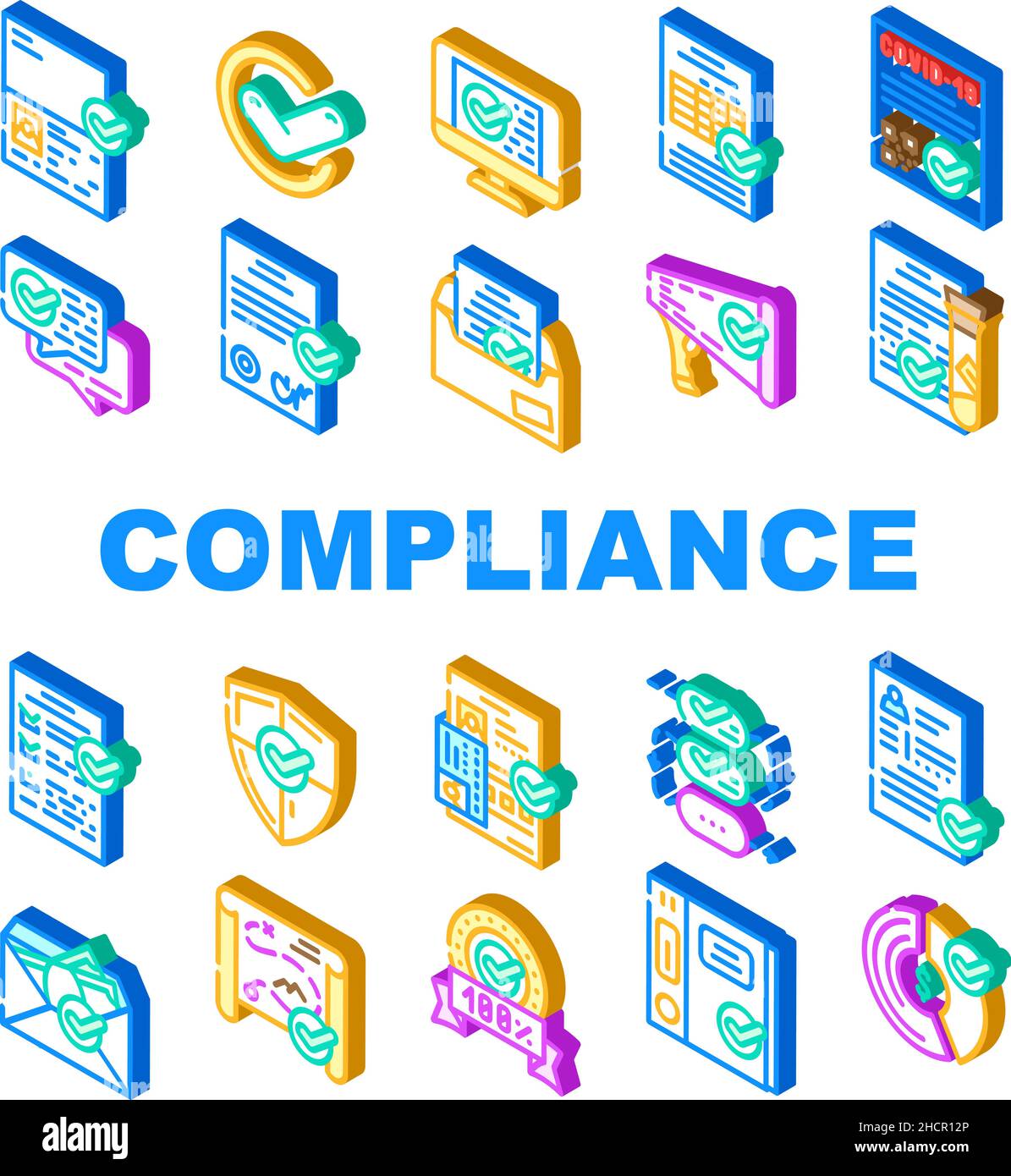 Compliance Quality Procedure Icons Set Vector Stock Vector Image & Art ...