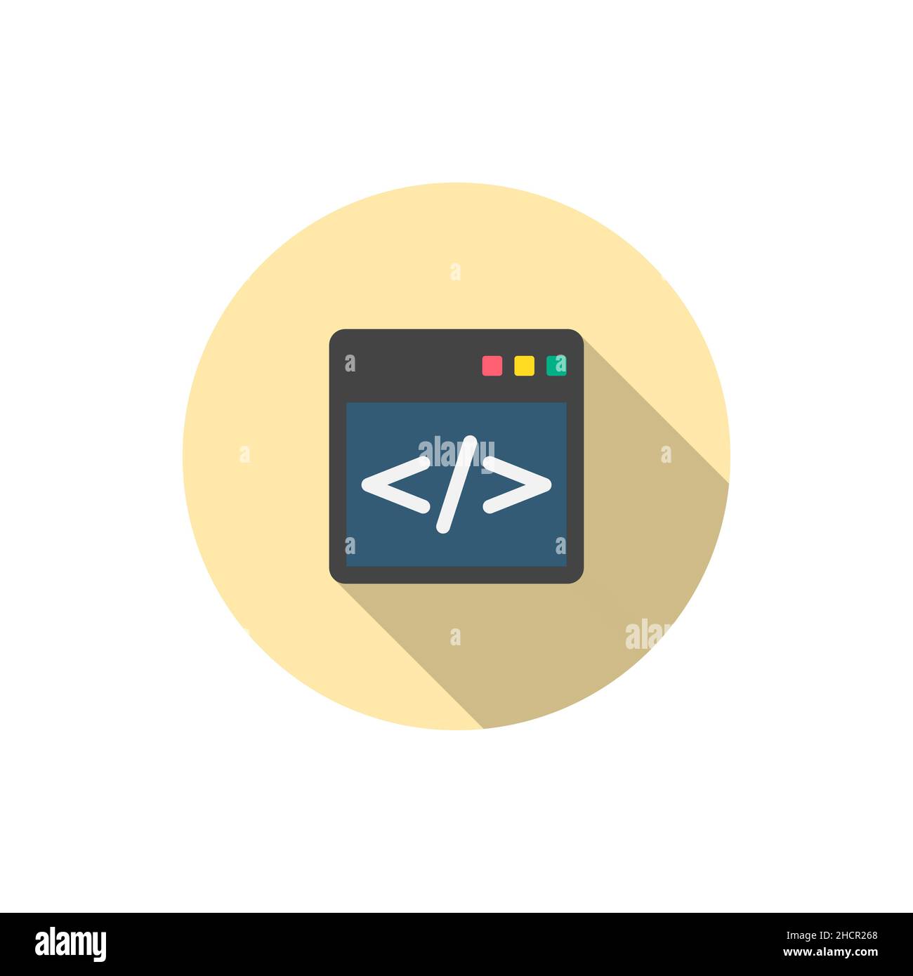 coding vector icon symbol, flat design, long shadow Stock Vector Image ...
