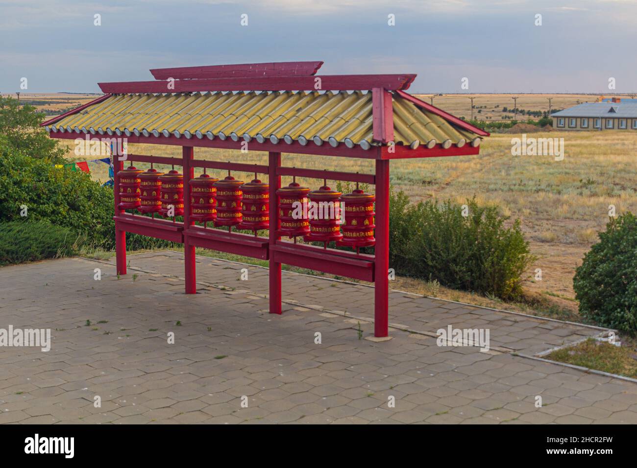 Praying wheels at Syakusn Syume, Geden Sheddup Choikorling Monastery ...