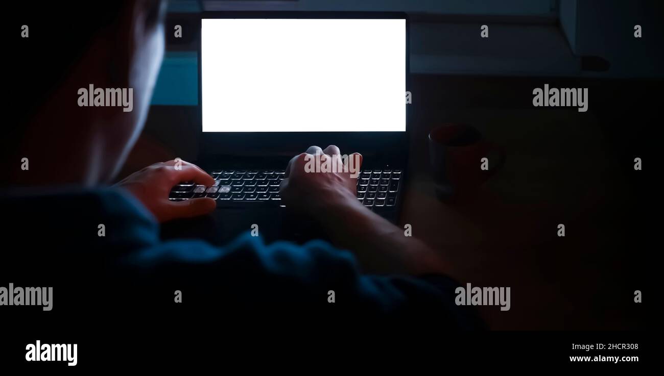 Hacker working keyboard table hi-res stock photography and images - Alamy