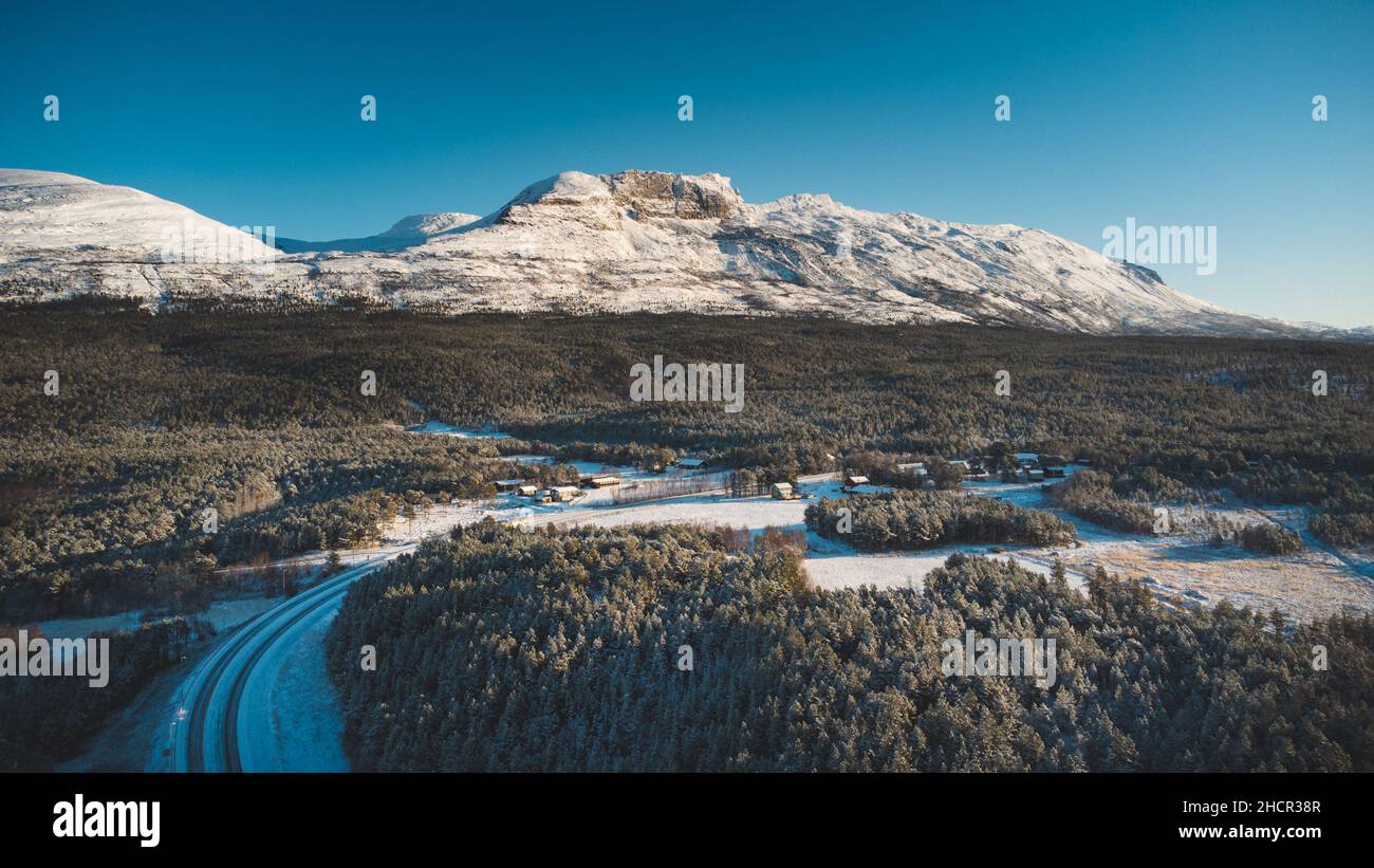 Wooded landscape with cliff tops around the valley in the Litlefjellet ...