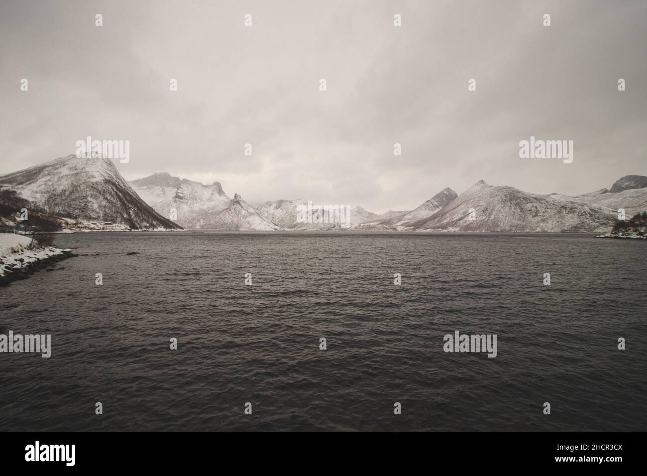 View from the isolated village of Husoy on the island of Senja, Norway ...