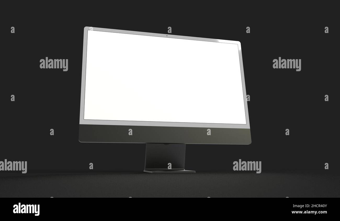 A 3D rendering of a computer monitor isolated in black Stock Photo - Alamy
