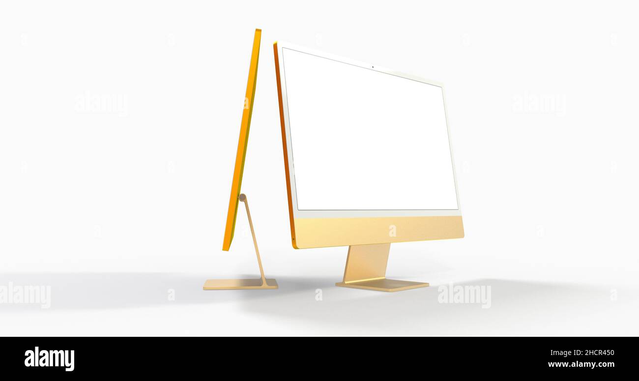 A 3D rendering of computer monitors isolated in white Stock Photo - Alamy