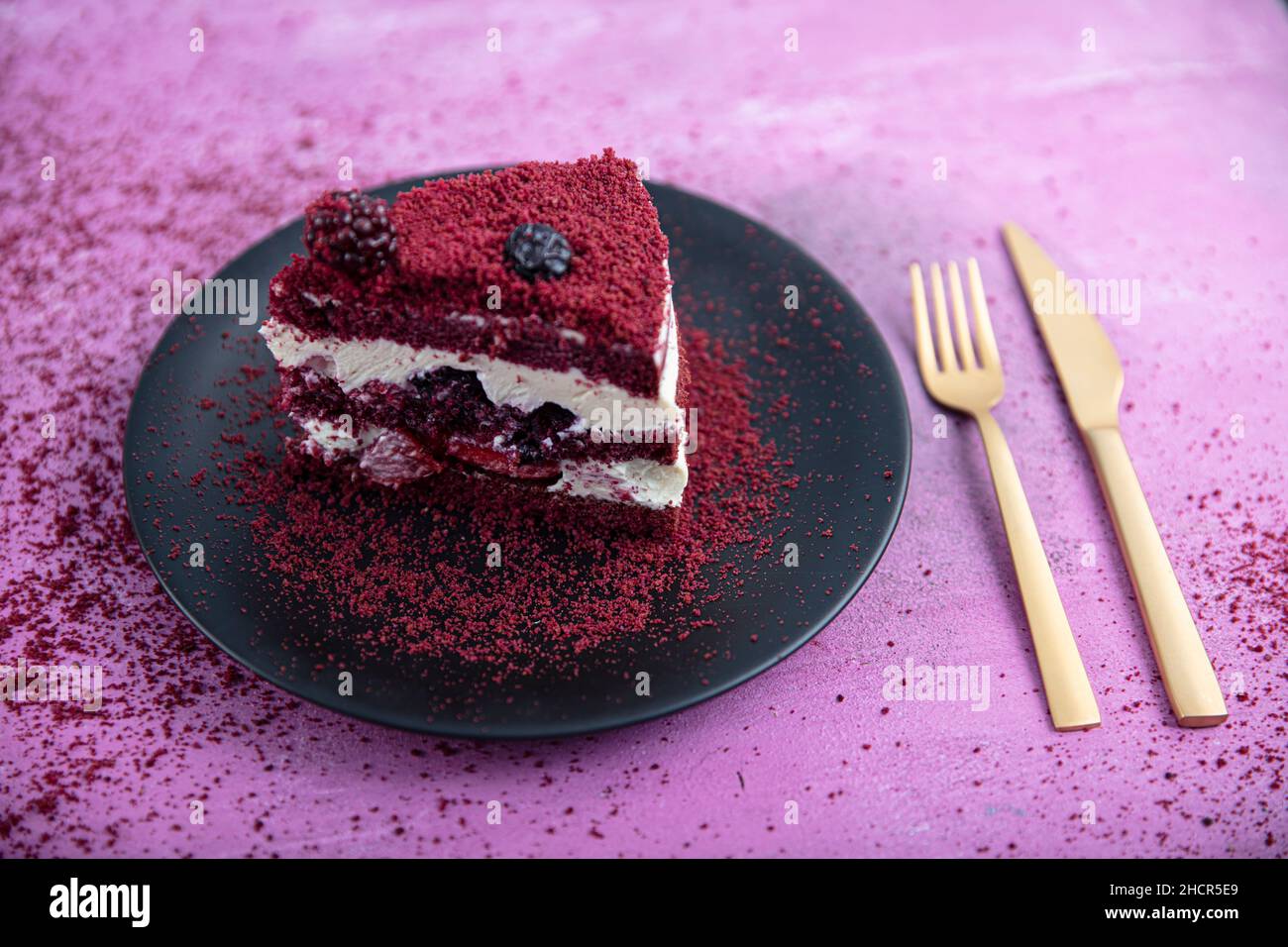 Delicious raspberry Mourning Cake made from layers of chocolate genoise ...