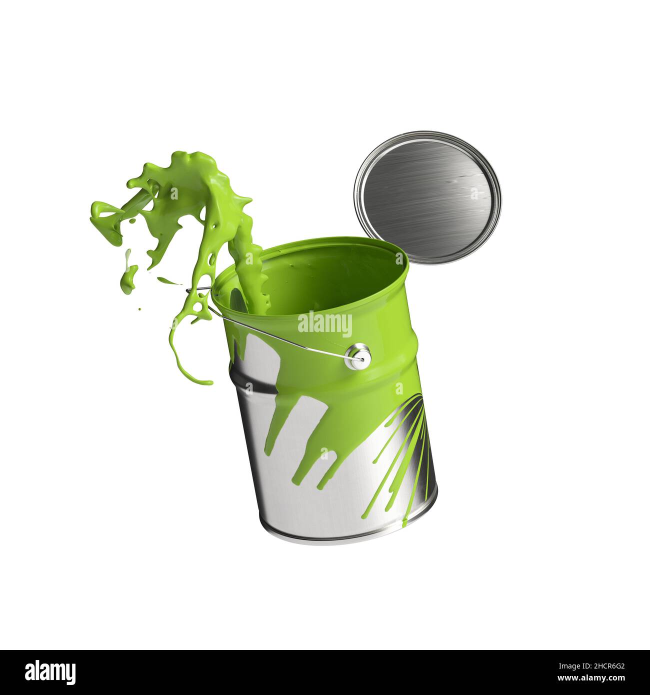 paint can splashing green bright color isolated on white background ...