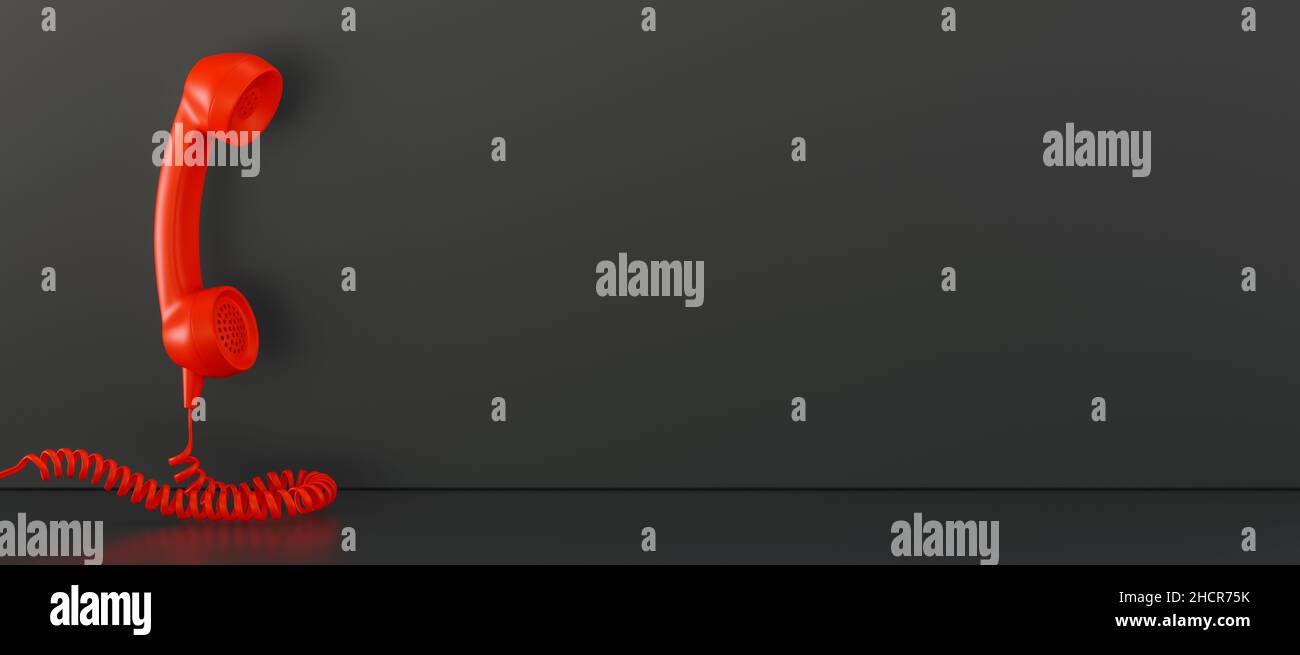 Shot of a red landline telephone receiver with copy space for ...