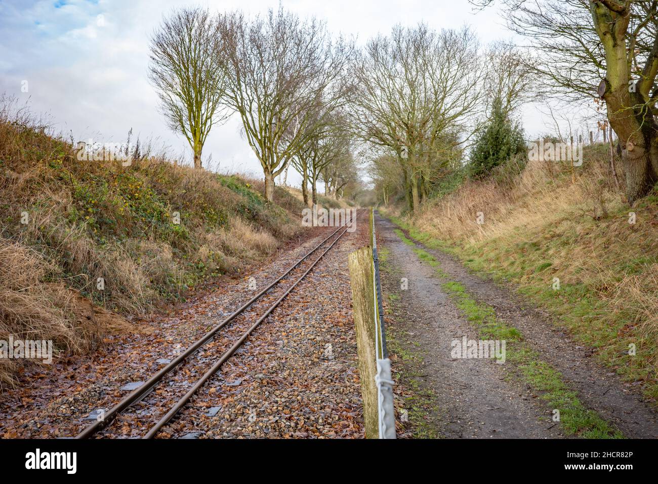 A section of the Bure Valley narrow gauge steam railway track in the ...