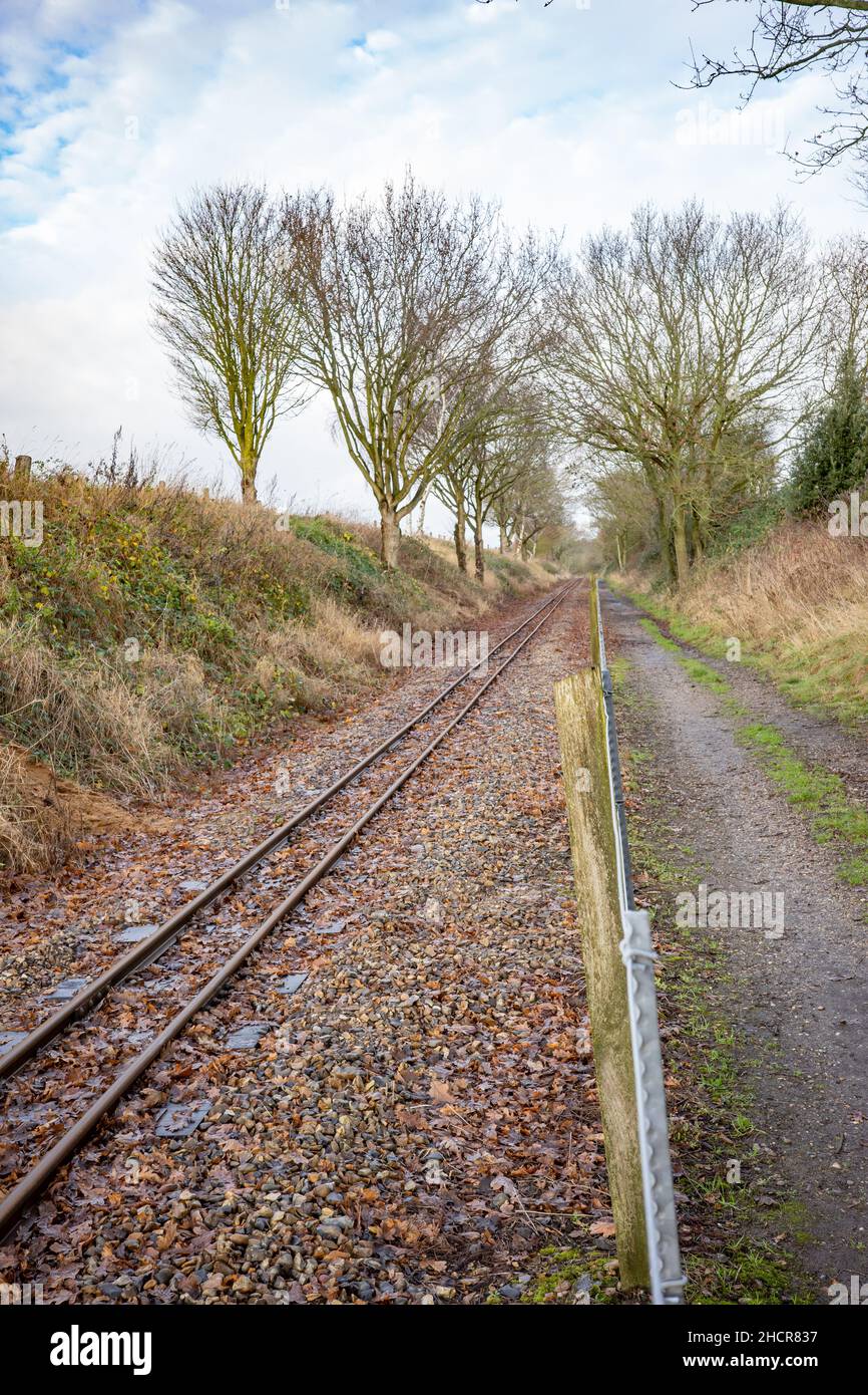 A section of the Bure Valley narrow gauge steam railway track in the ...