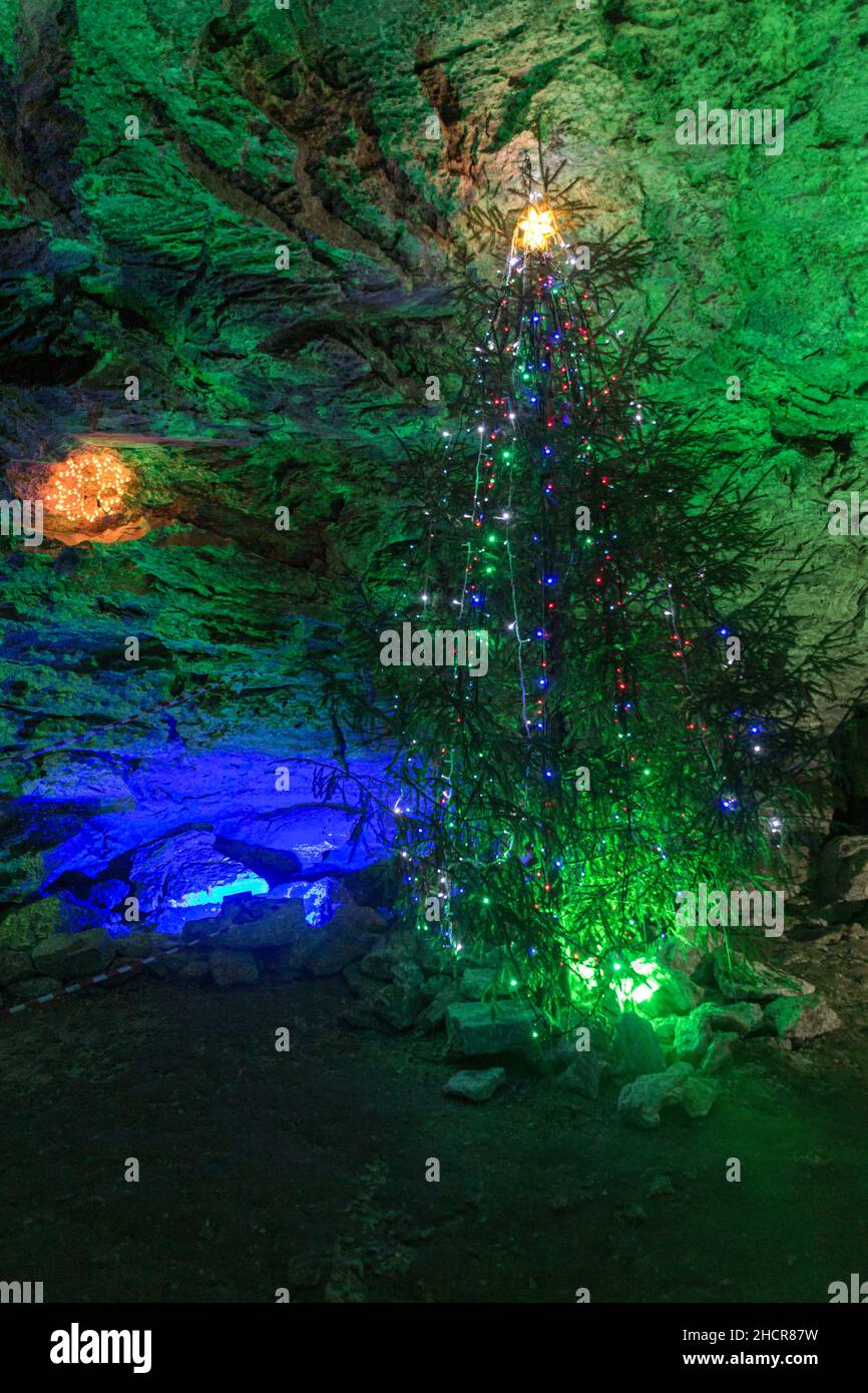 Christmas tree in the Kungur ice cave, Russia Stock Photo - Alamy