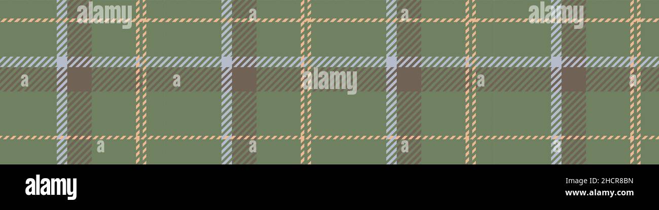 Military green check plaid vector border. Seamless gingham swatch for ...