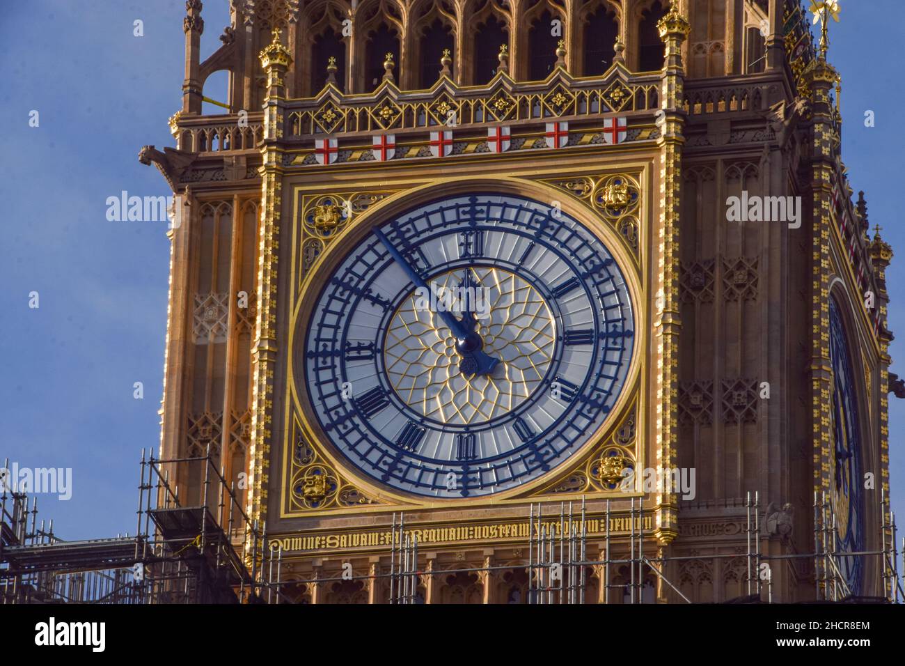 London, UK. 31st Dec, 2021. Big Ben rang its bell for the first time in ...